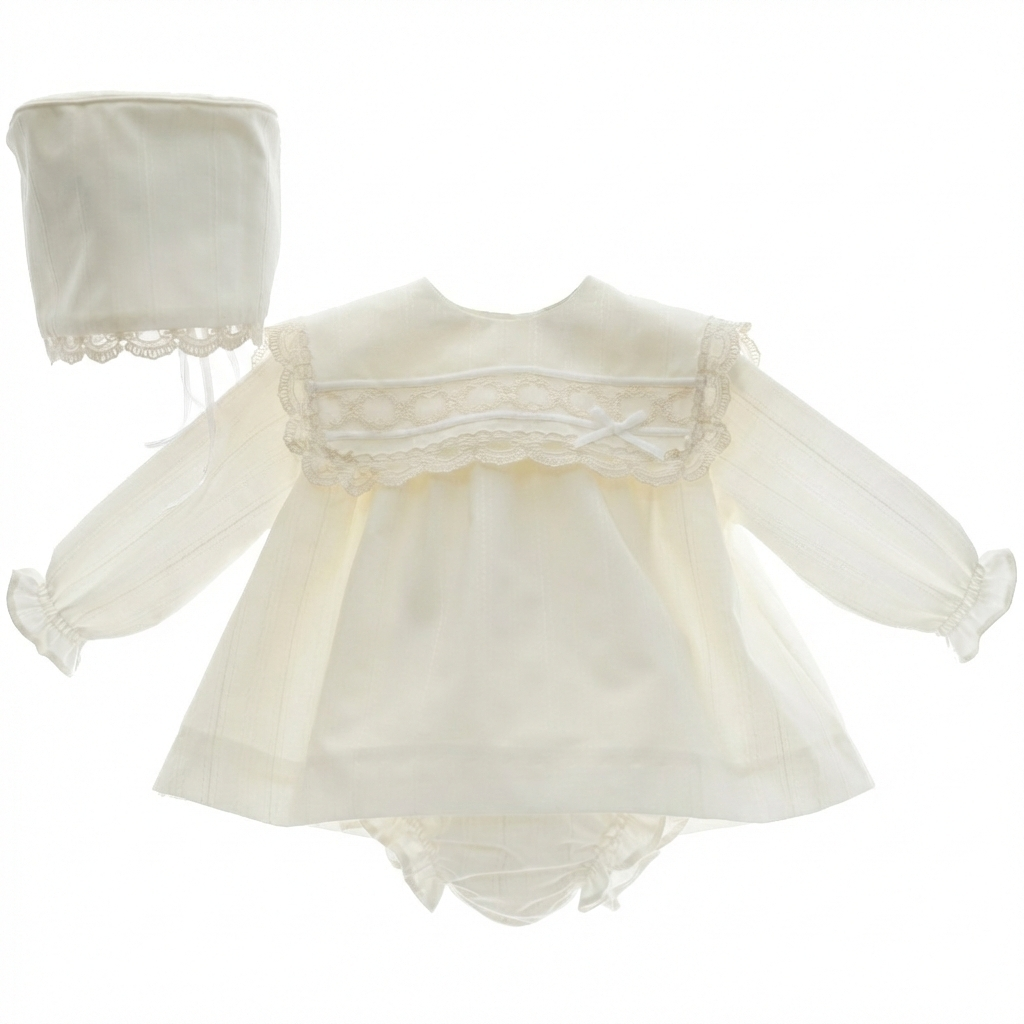 BABY DRESS AND DIAPER COVER WITH HOOD REF. 1048MINV-25 "AUDREY" – La ...